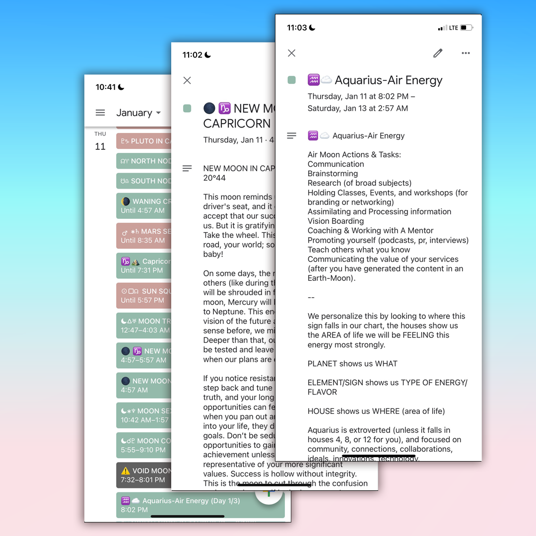 Moonsight 2025 Digital Calendar DUO For Google Calendar (1600+ Lunar ...